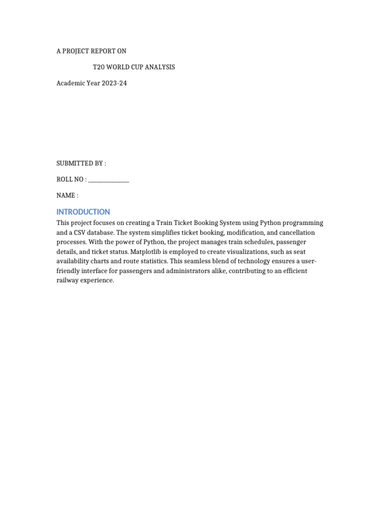 Train Ticket Booking Project Formatted | PDF