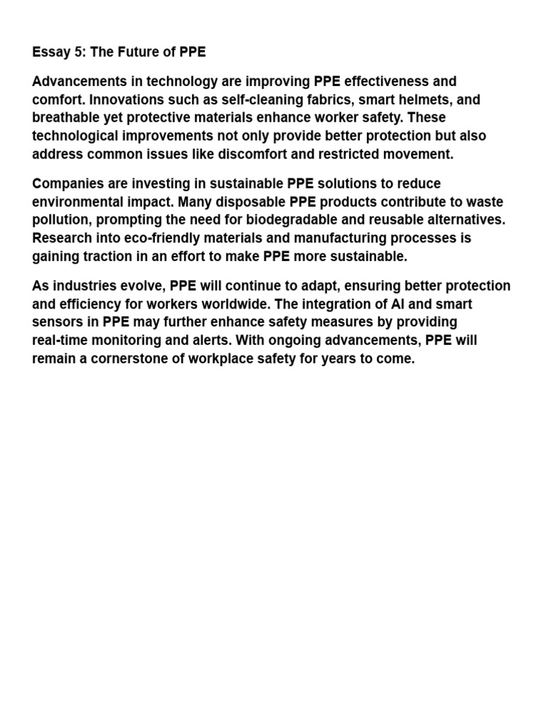 Essay 5 - The Future of PPE | PDF