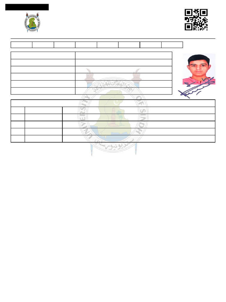 Examination Slip: University of Sindh, Jamshoro | PDF