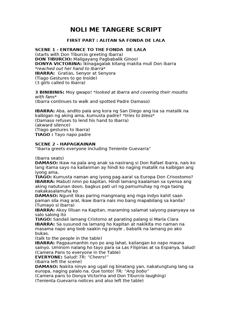 Noli Me Tangere Script | PDF