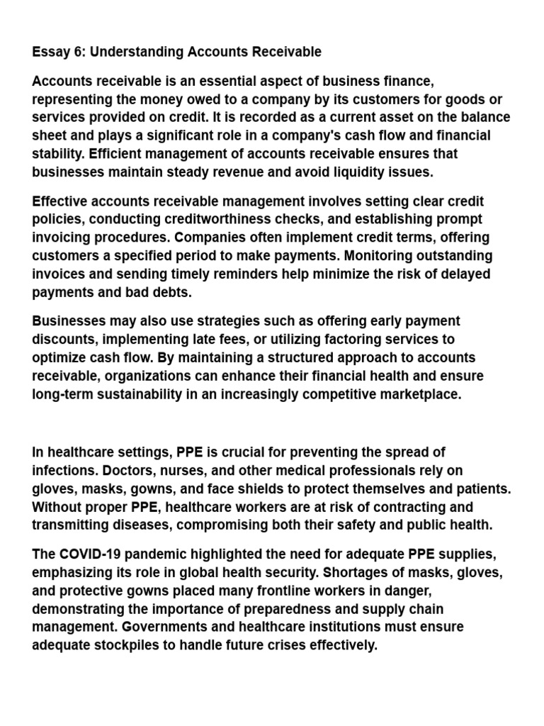 Essay 6 - Understanding Accounts Receivable | PDF