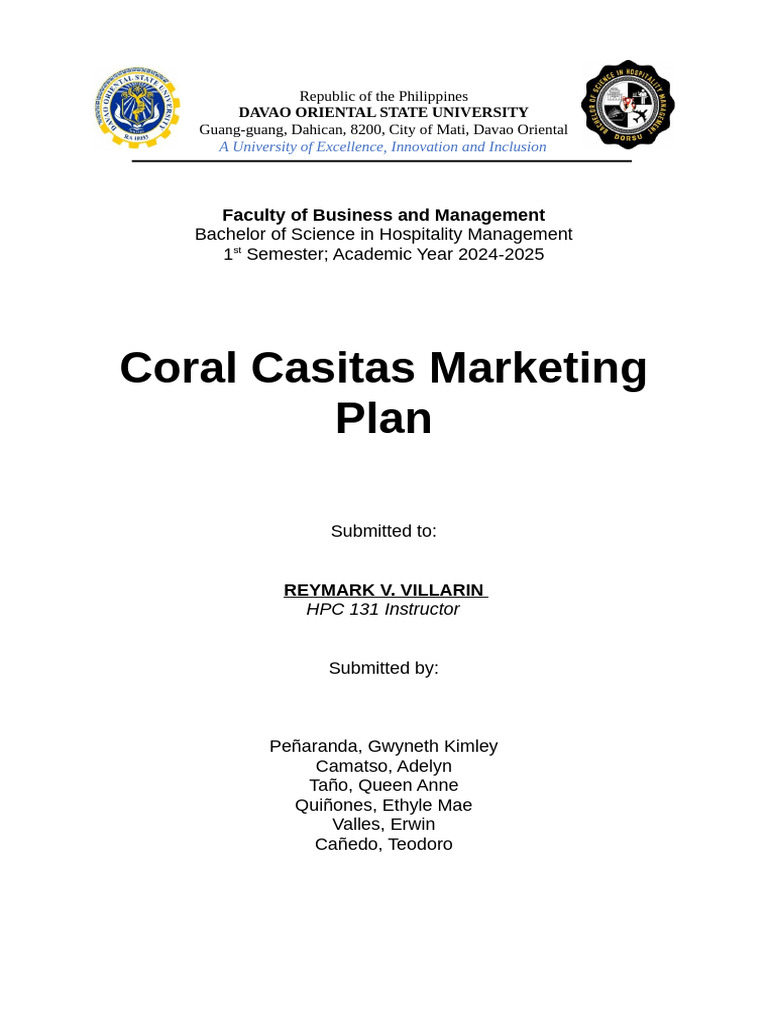 Bhm126 Marketing Plan Format | PDF | Resort | Business