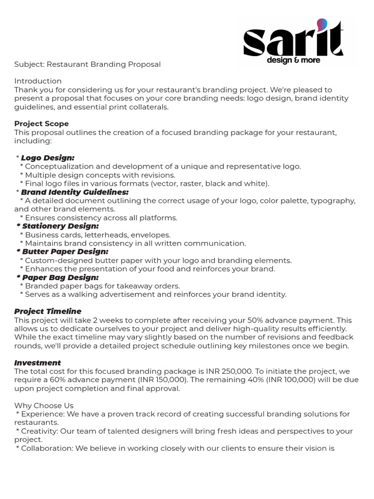 Sarit Proposal | PDF | Brand | Logos