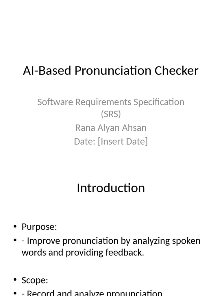 AI Based Pronunciation Checker SRS | PDF
