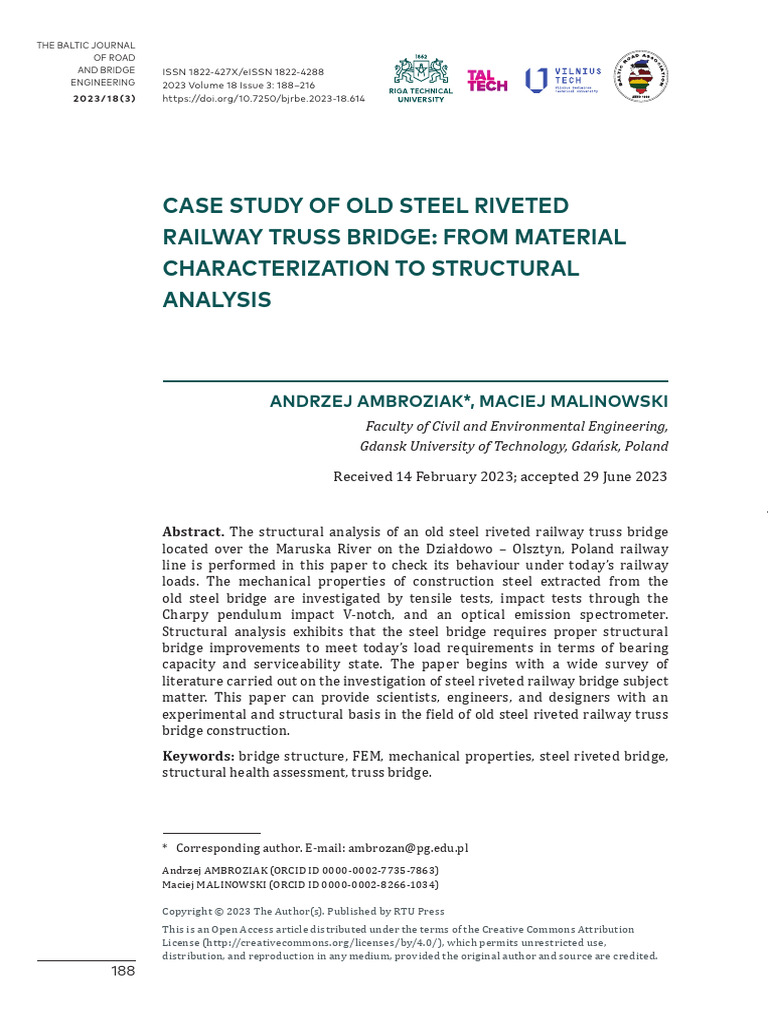 Case Study of Old Steel Riveted Railway Truss Bridge From Material ...