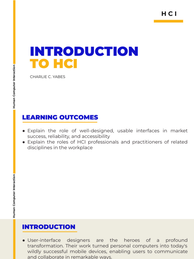 HCI 3 Introudction To HCI | PDF | Usability | Human–Computer Interaction