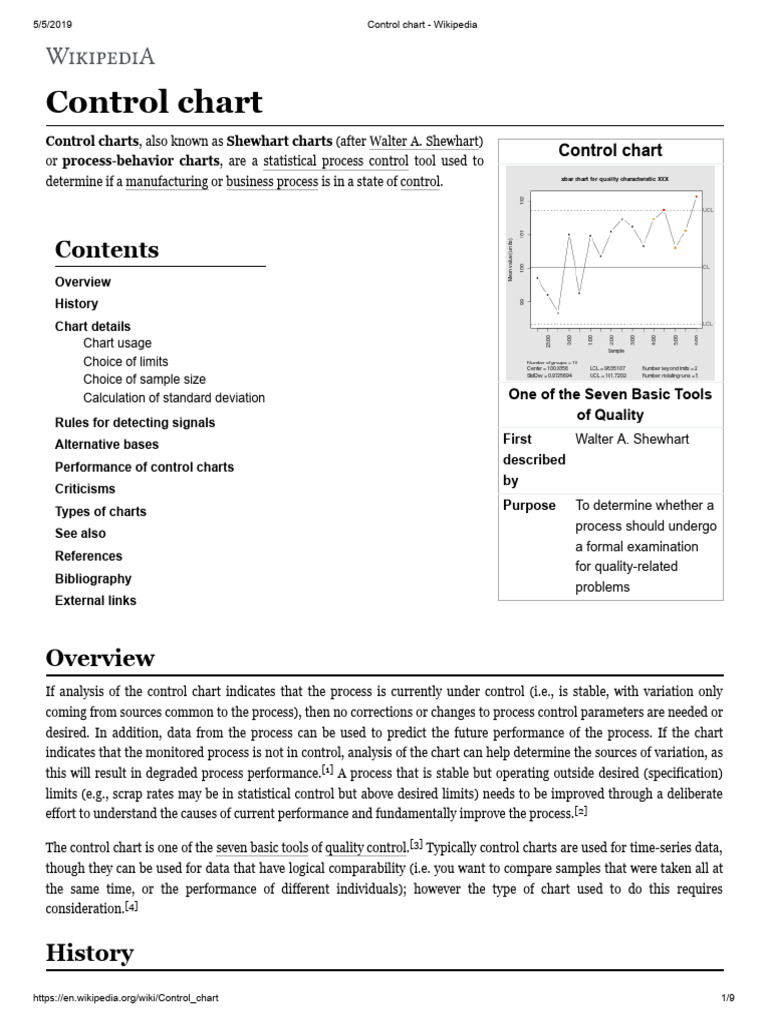 Control Chart - Wikipedia | PDF | Statistical Theory | Statistics
