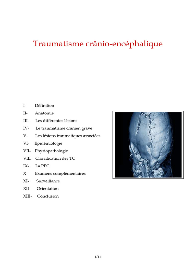 13-Traumatisme Crânien Tlemcen - 4ème Année Médecine (Étudiant) | PDF | Traumatisme crânien ...