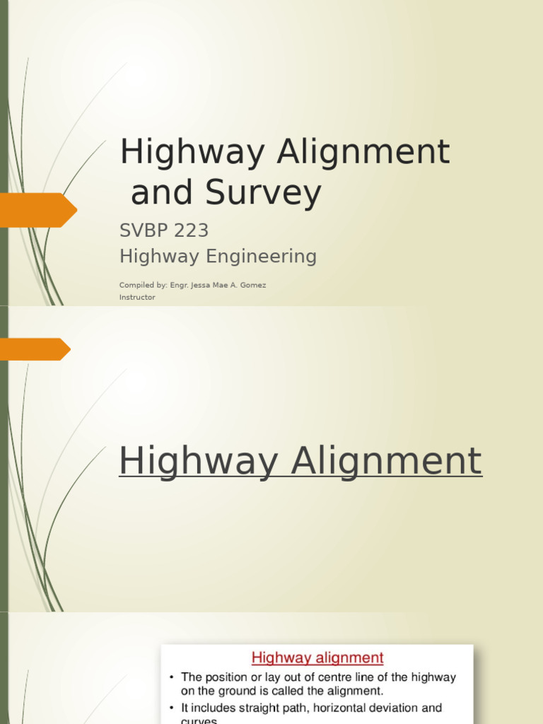 Prelim Part 4 SVBP 223 Highway Alignment Survey | PDF | Road | Transport