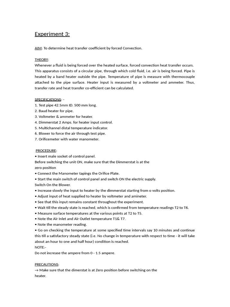 Experiment 3 Heat Transfer | PDF | Heat Transfer | Pressure Measurement
