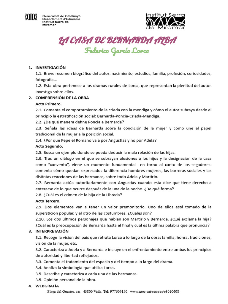 Casa Bernarda Alba - Docx - Documents de Google | PDF