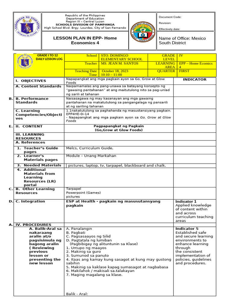 Home Economics DLL Cot 1 20223 2024 | PDF