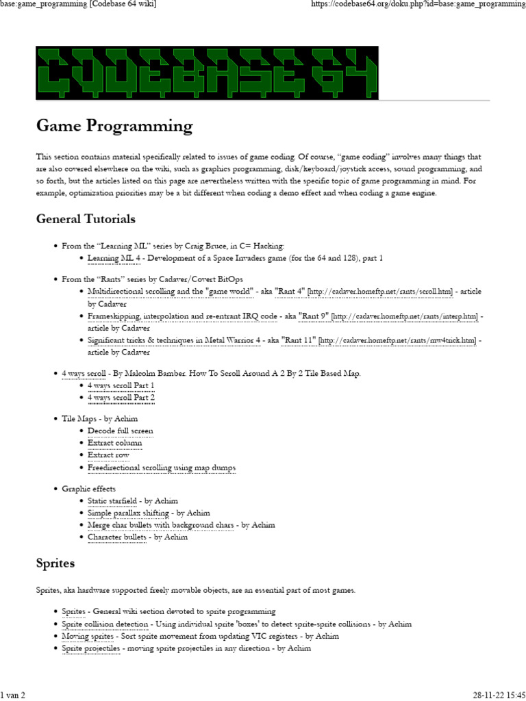 Base Game - Programming (Codebase 64 Wiki) | PDF | Computer Art ...