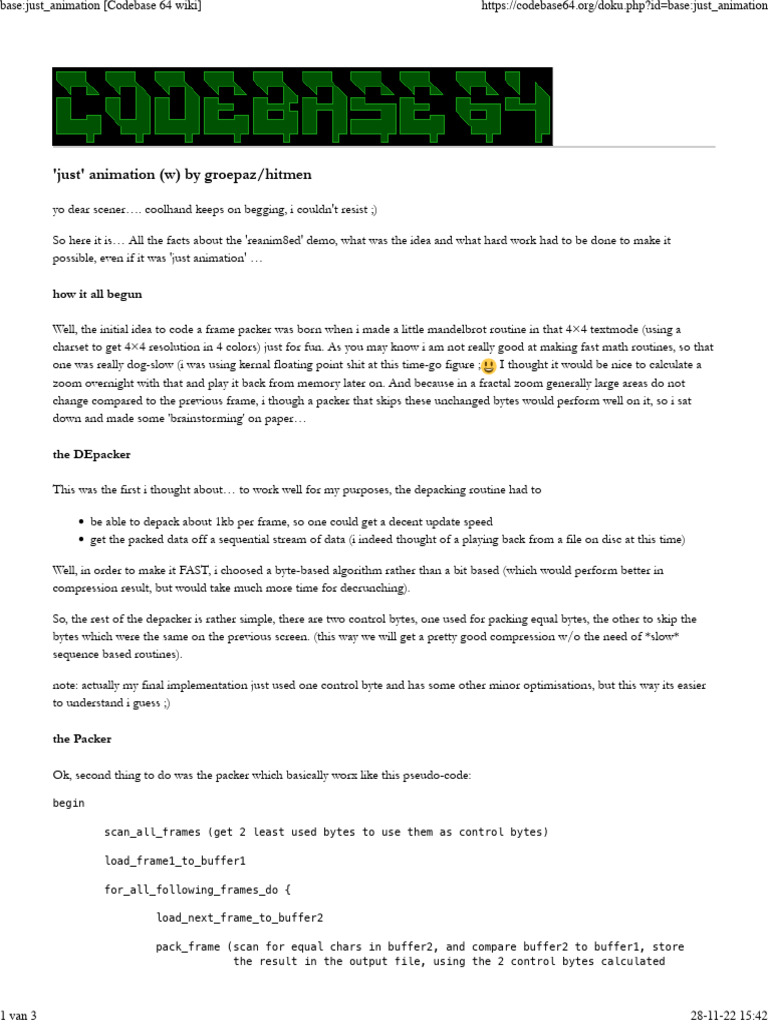 140. Base Just_animation [Codebase 64 Wiki] | PDF | Computing | Computer Engineering