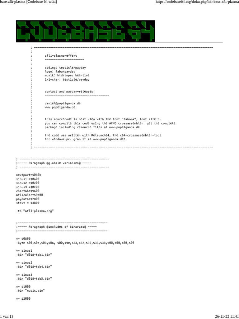 128. Base Afli-plasma [Codebase 64 Wiki] | PDF | Computing | Computer Data