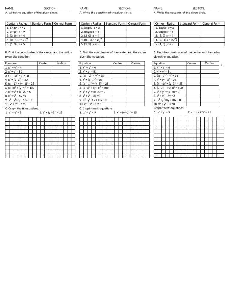 Circle Equations and Graphing Guide | PDF | Geometry | Analytic Geometry