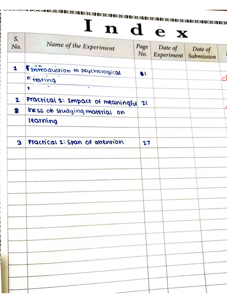 Psychology Grade XI - Practical Journal | PDF