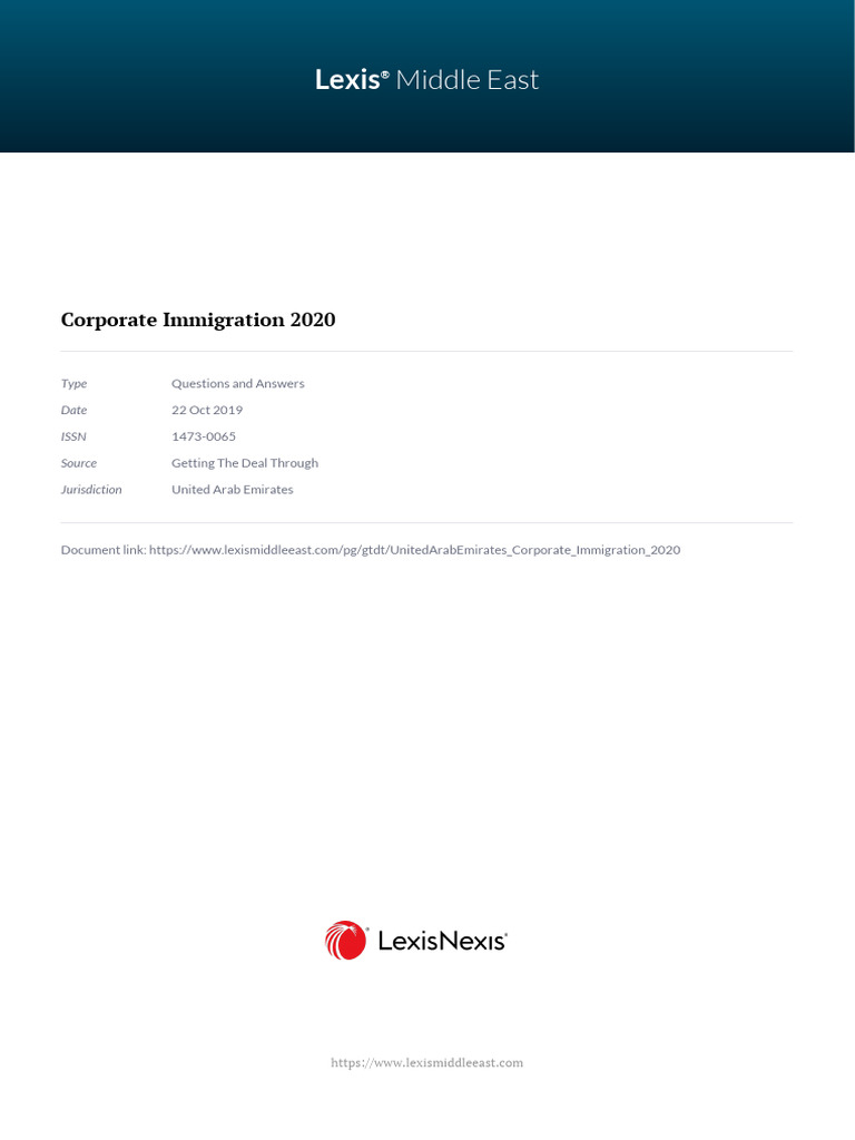 UAE Corporate Immigration Overview 2020 | PDF | Travel Visa | Passport