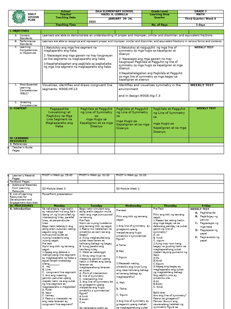 DLL MATH WEEK 6 Q3 Edited | PDF