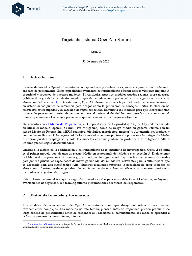 O3-Mini-System-Card Es | PDF | La seguridad informática | Seguridad