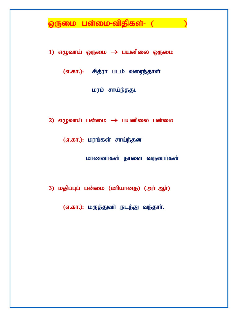 Orumai Panmai Rules in Tamil | PDF
