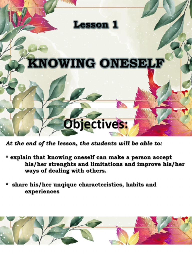 Lesson 1 Knowing Oneself | PDF | Extraversion And Introversion | Yin And Yang