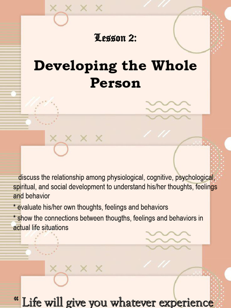 Lesson 2 Developing The Whole Person | PDF | Emotions | Thought