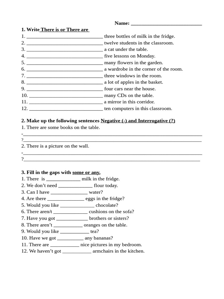 24.01 - Thereis, Are and Some Any - TEST | PDF