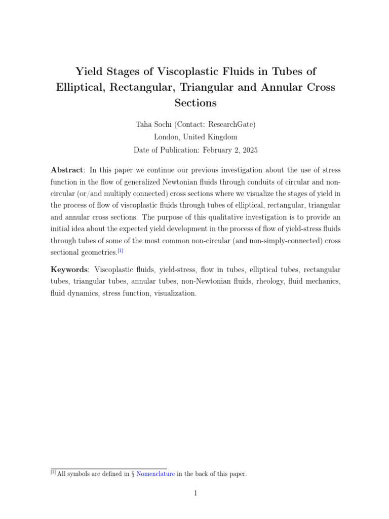 Viscoplastic Fluid Yield in Tubes | PDF | Stress (Mechanics) | Fluid Mechanics
