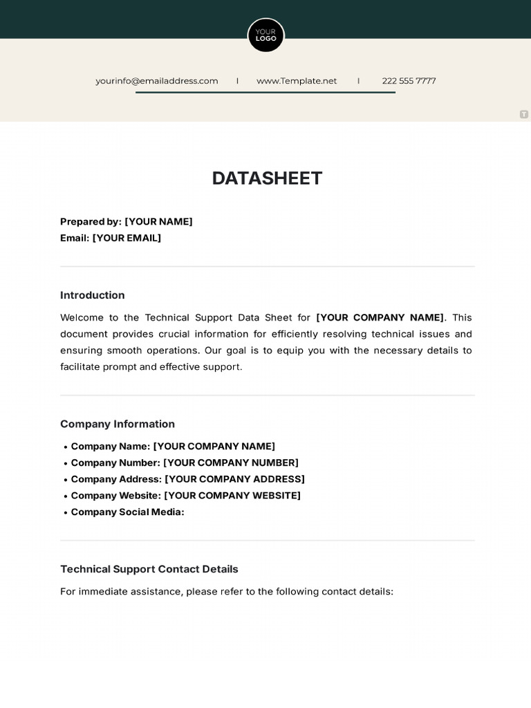 Data Sheet Template - Edit Online & Download Example | PDF