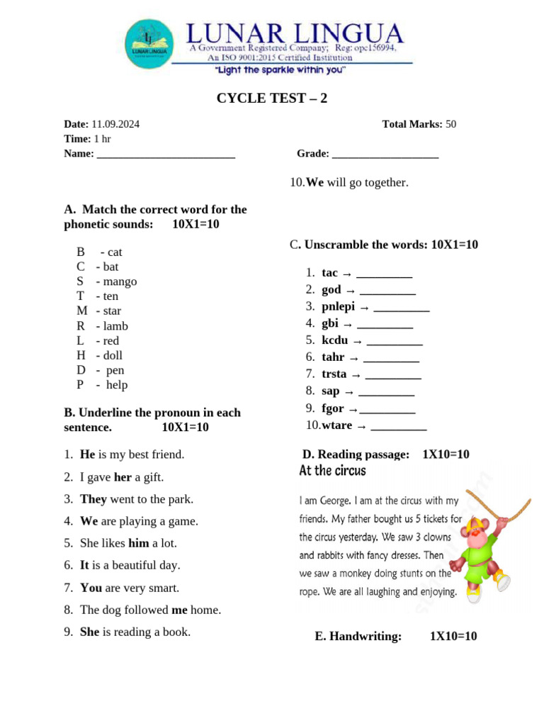 Cycle Test - 2 III, IV, V | PDF