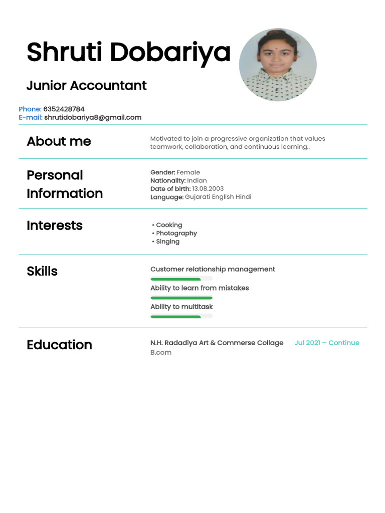 Shruti Resume 765 | PDF