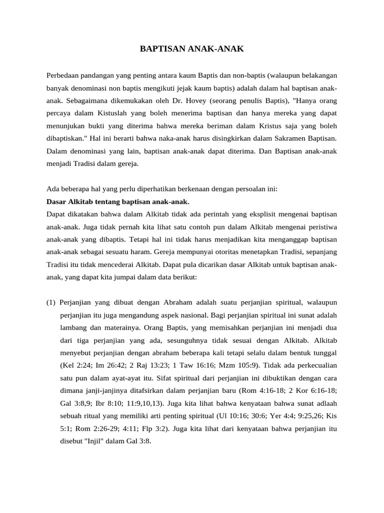 Kata Alkitab Tentang bAPTISAN ANAK ANAK | PDF