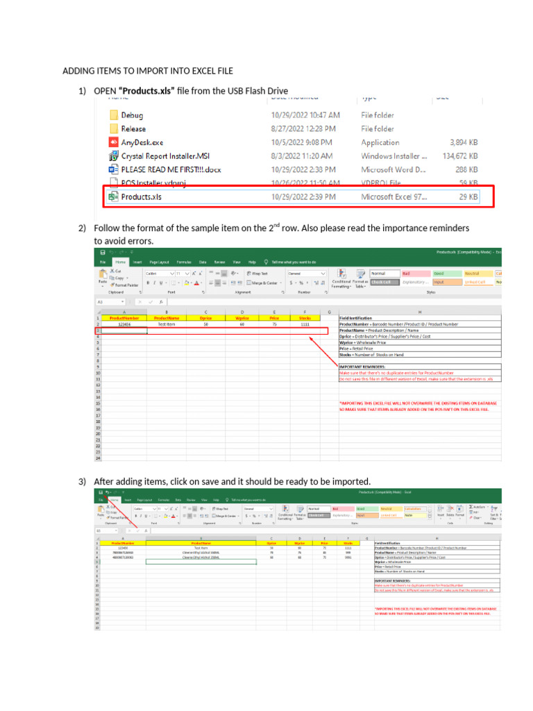 Adding Items To Import Into Excel File | PDF