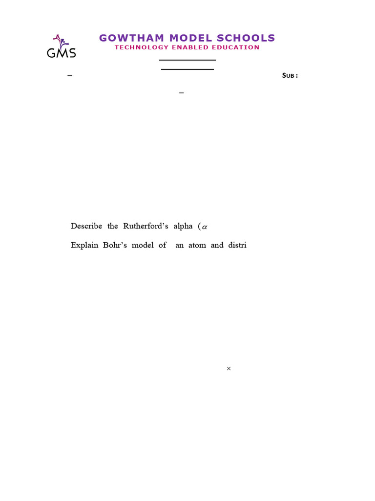 Final 9th Physics CT - 4 Worksheet | PDF | Atoms | Proton