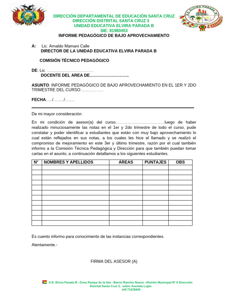 INFORME DE ESTUDIANTES EN RIEZGO DE REPROBAR | PDF