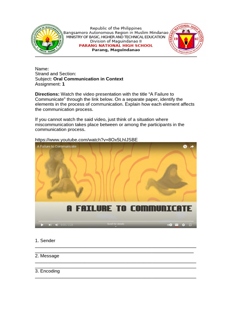 Oral Com Assignment 1 | PDF