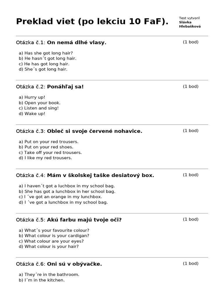 Preklad Viet (Po Lekciu 10 FaF) . | PDF