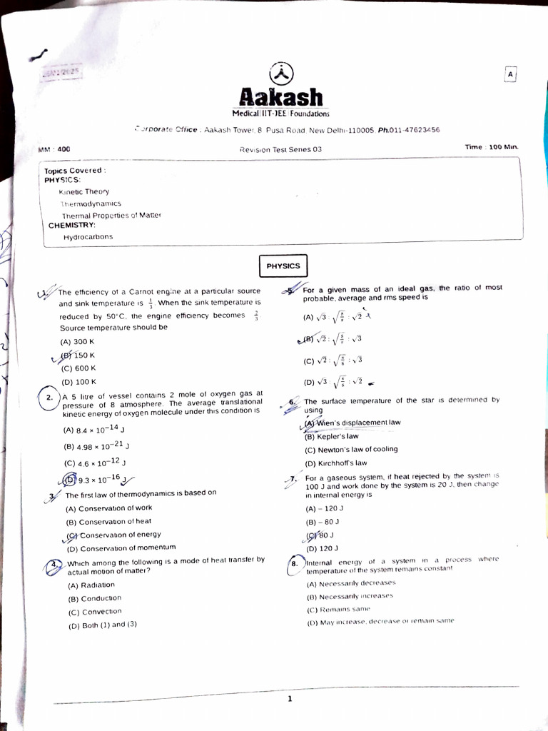 Revision Test Engineering P+C | PDF | Temperature | Gases