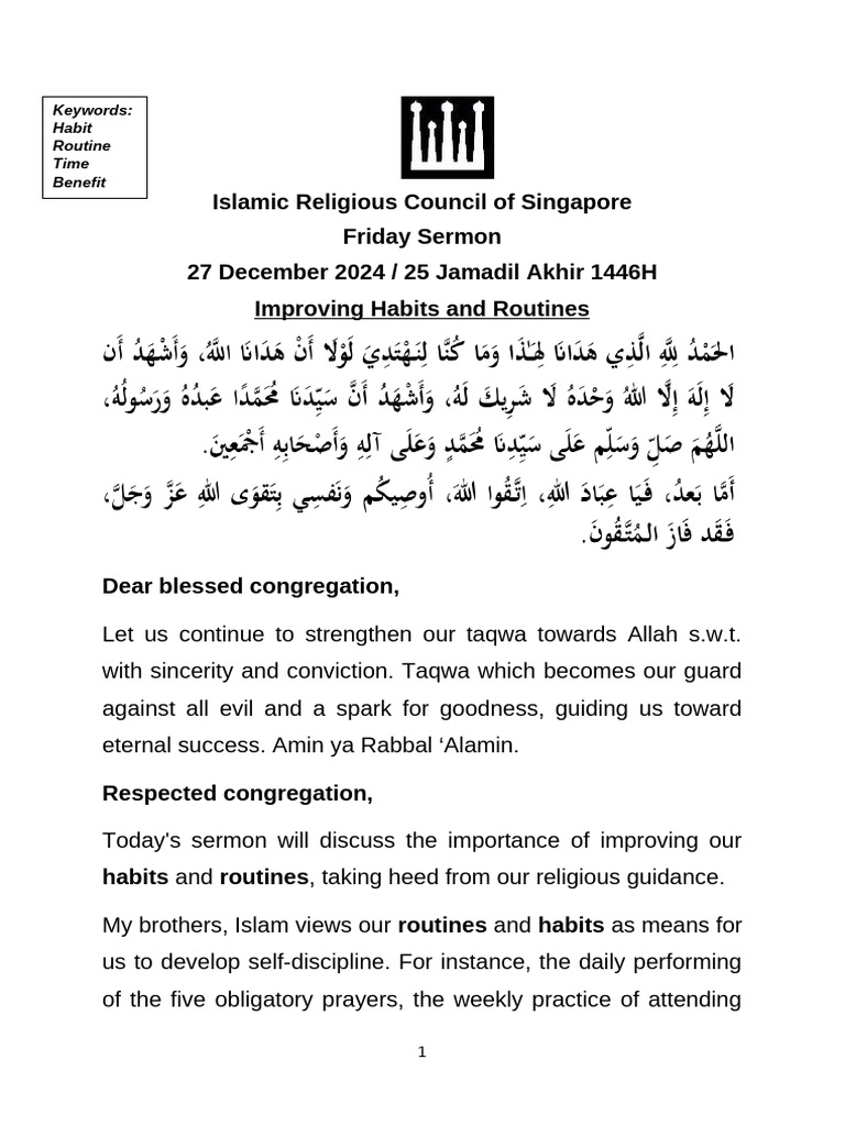 E24Dec27 - Improving Habits and Routines | PDF | Abrahamic Religions ...