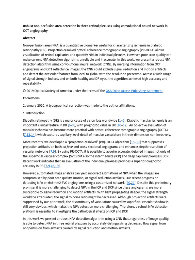 Robust Non-Perfusion Area Detection in Three Retinal Plexuses Using Convolutional Neural Network ...
