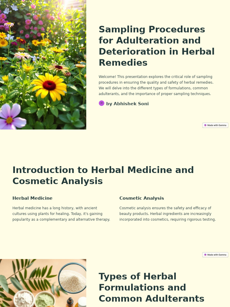 Sampling Procedures For Adulteration and Deterioration in Herbal ...