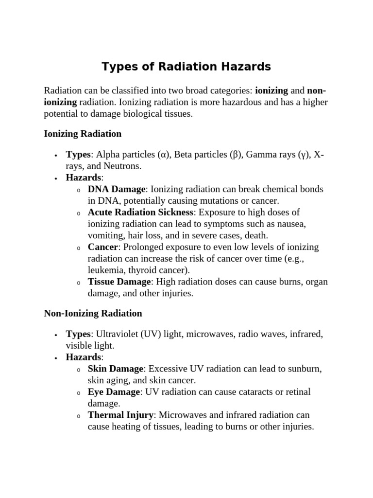 Understanding Radiation Hazards and Safety | PDF | Radiation | Ionizing ...