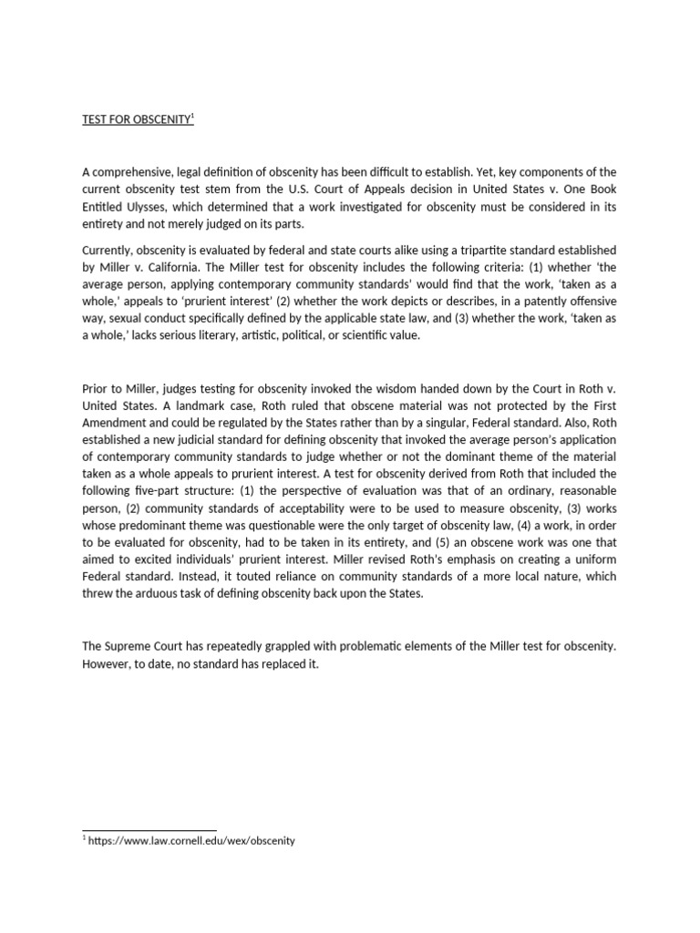 Test For Obscenity | PDF