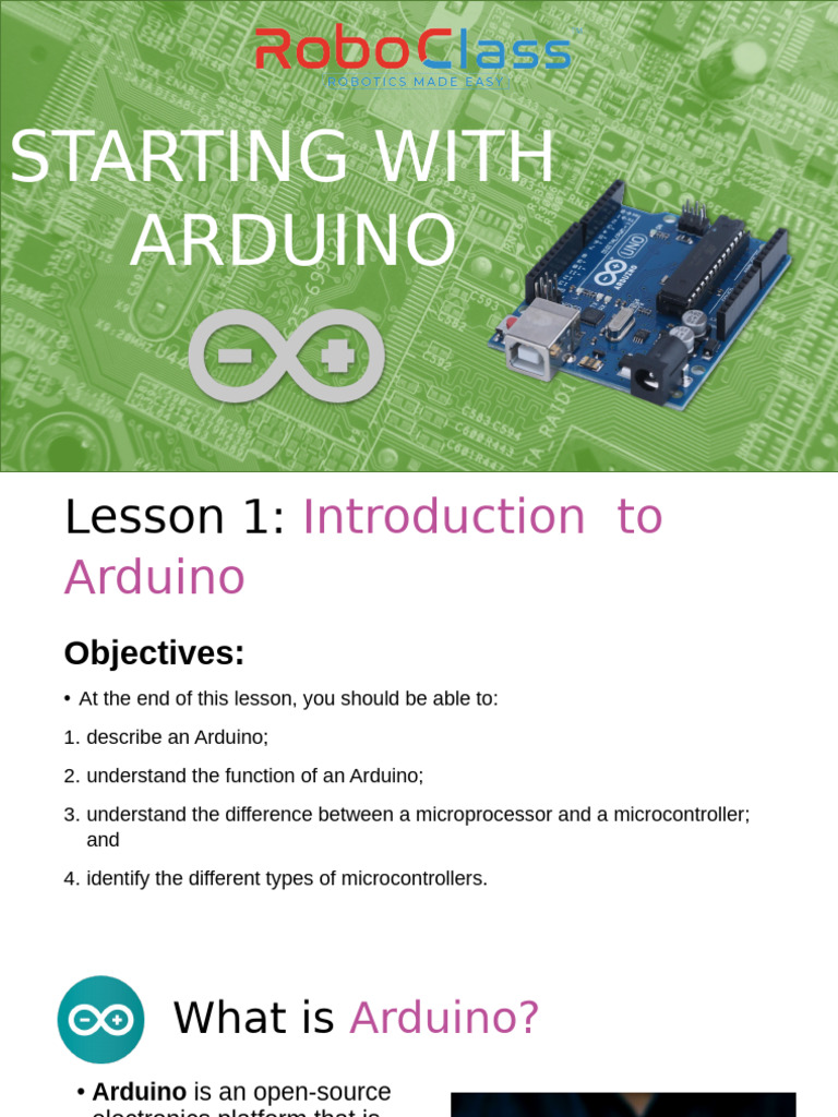 Arduino - 1 UNIT1 L1 L3 | PDF | Microcontroller | Microprocessor