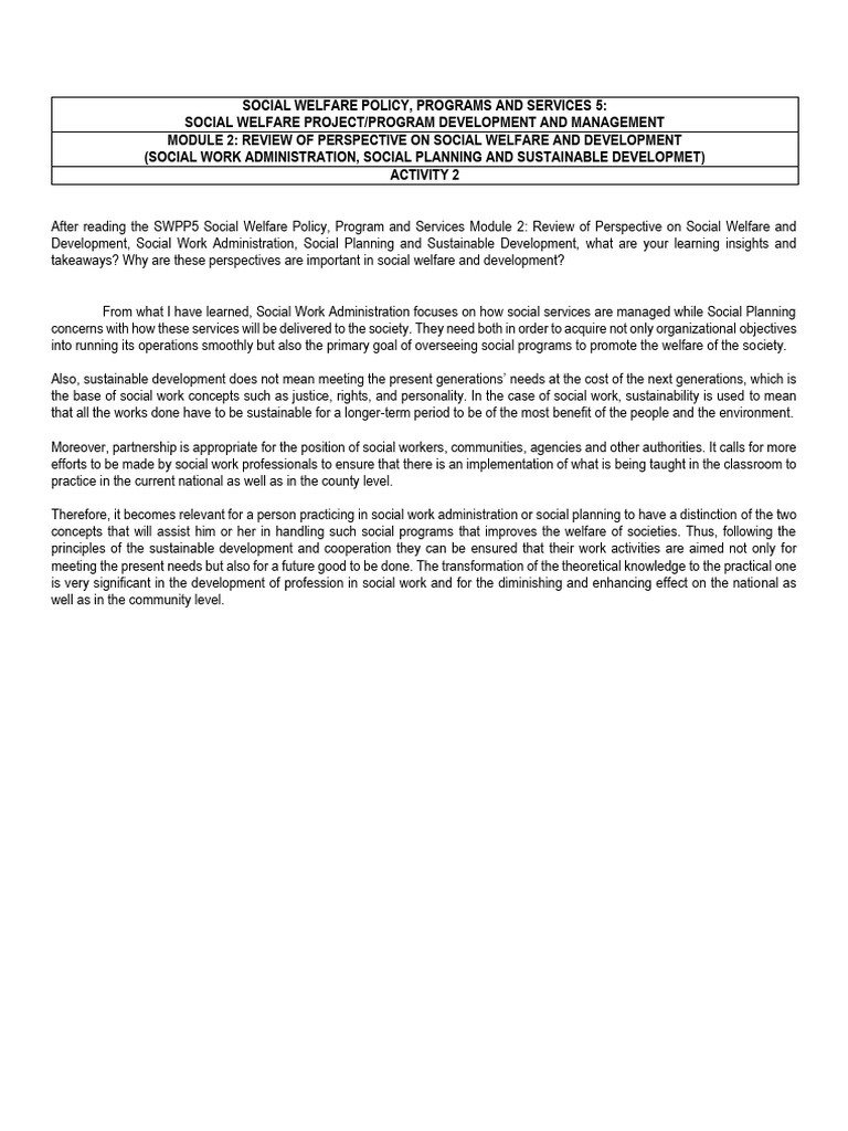 Social Welfare Program Development Insights | PDF | Social Work ...