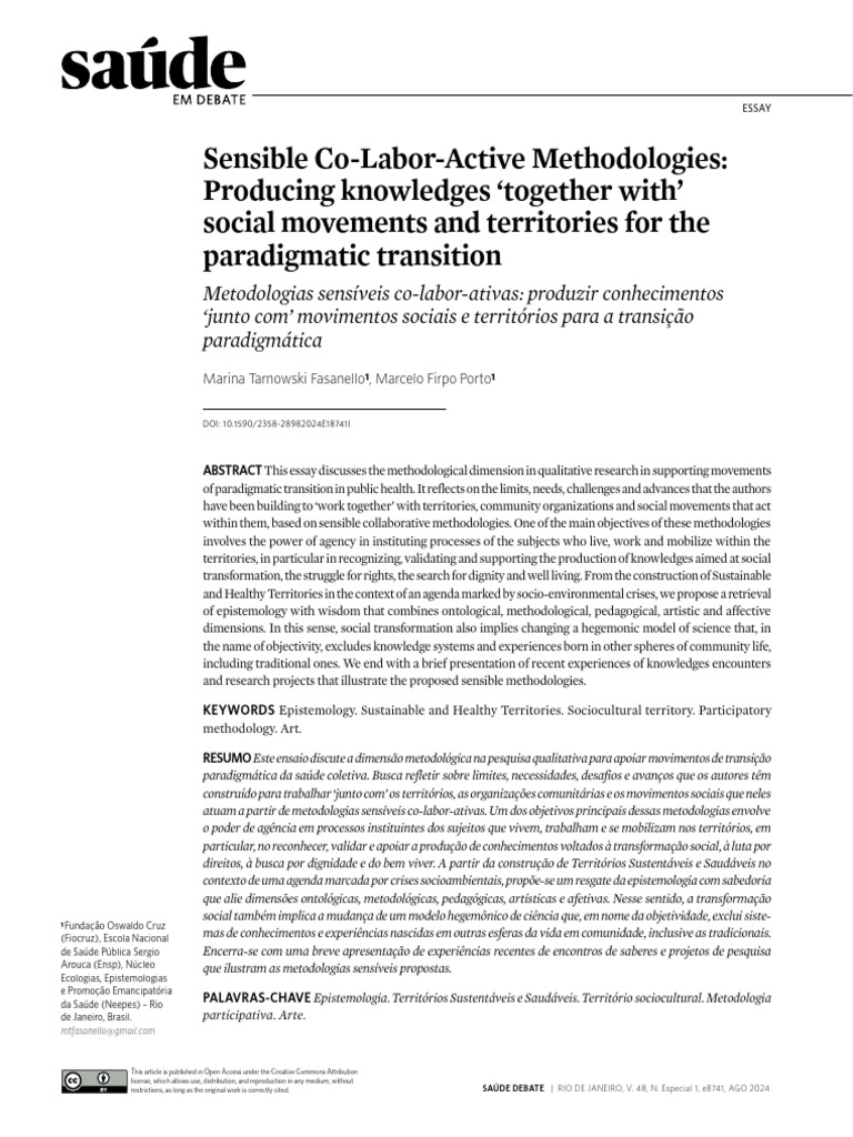 Sensible Co-Labor-Active Methodologies: Producing Knowledges Together ...
