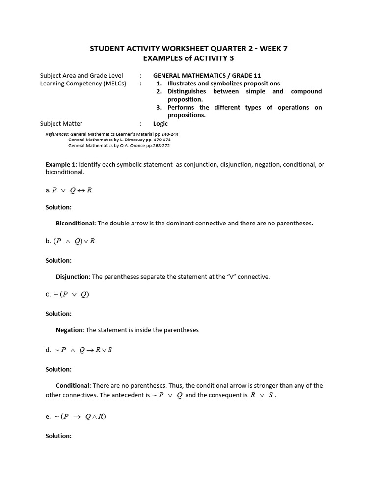 Q2 - W7 - Logic - Activity 3 | PDF