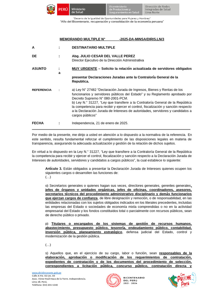 Proyecto de Memo Multiple | PDF | Responsabilidad | Gobierno