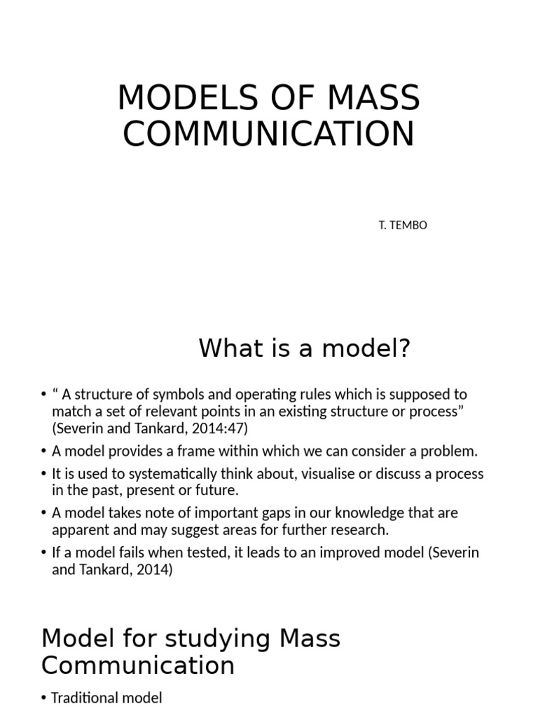 Models of Mass Communication Lesson 2 | PDF | Communication | Mass Media